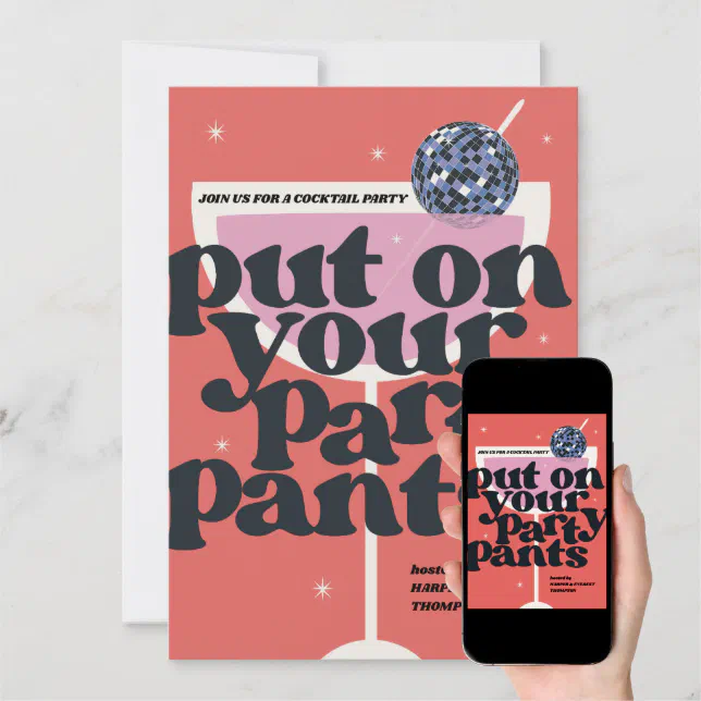 Disco Ball Retro Cocktail Party Invitation | Zazzle