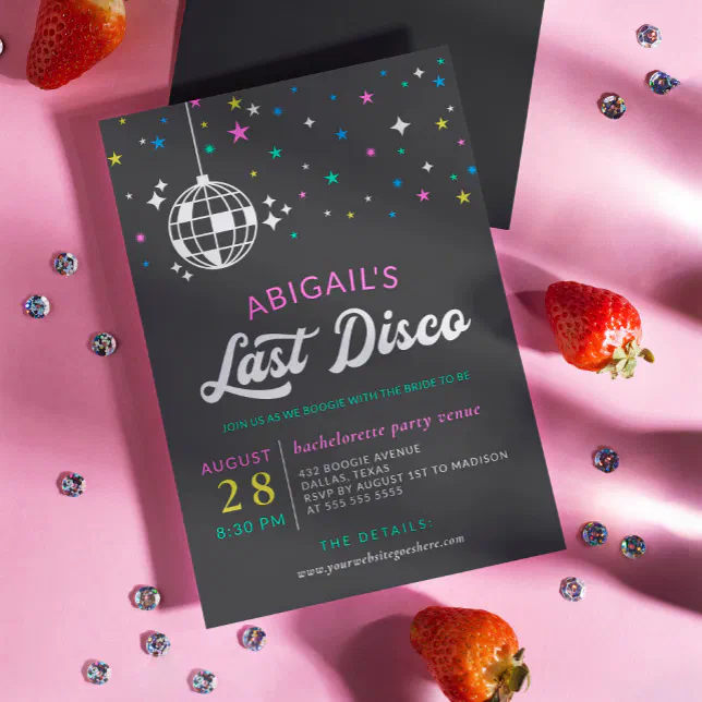 Disco Ball Stars Bachelorette Last Disco Invitation | Zazzle