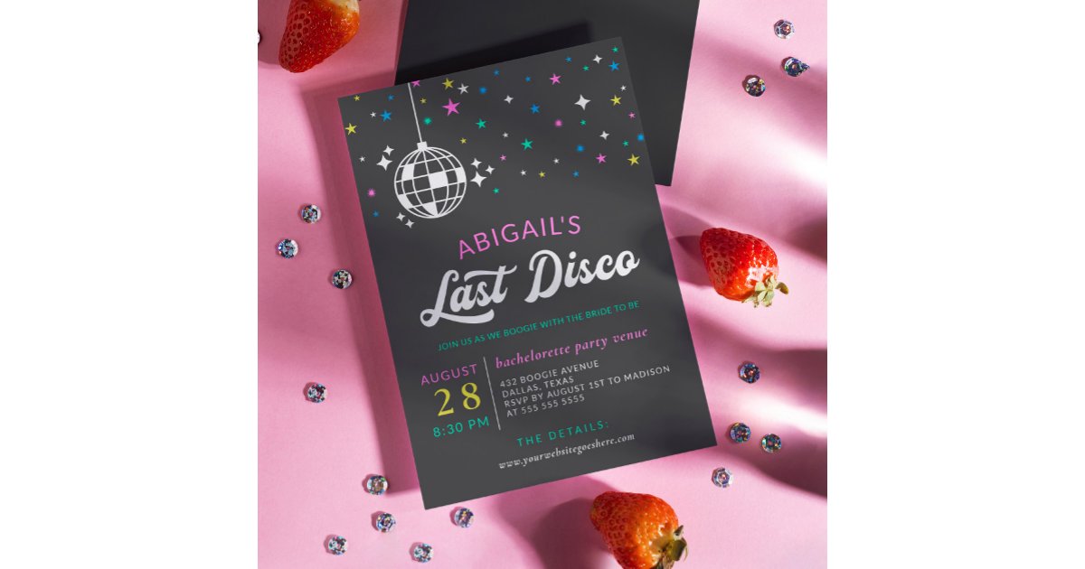Disco Ball Stars Bachelorette Last Disco Invitation | Zazzle