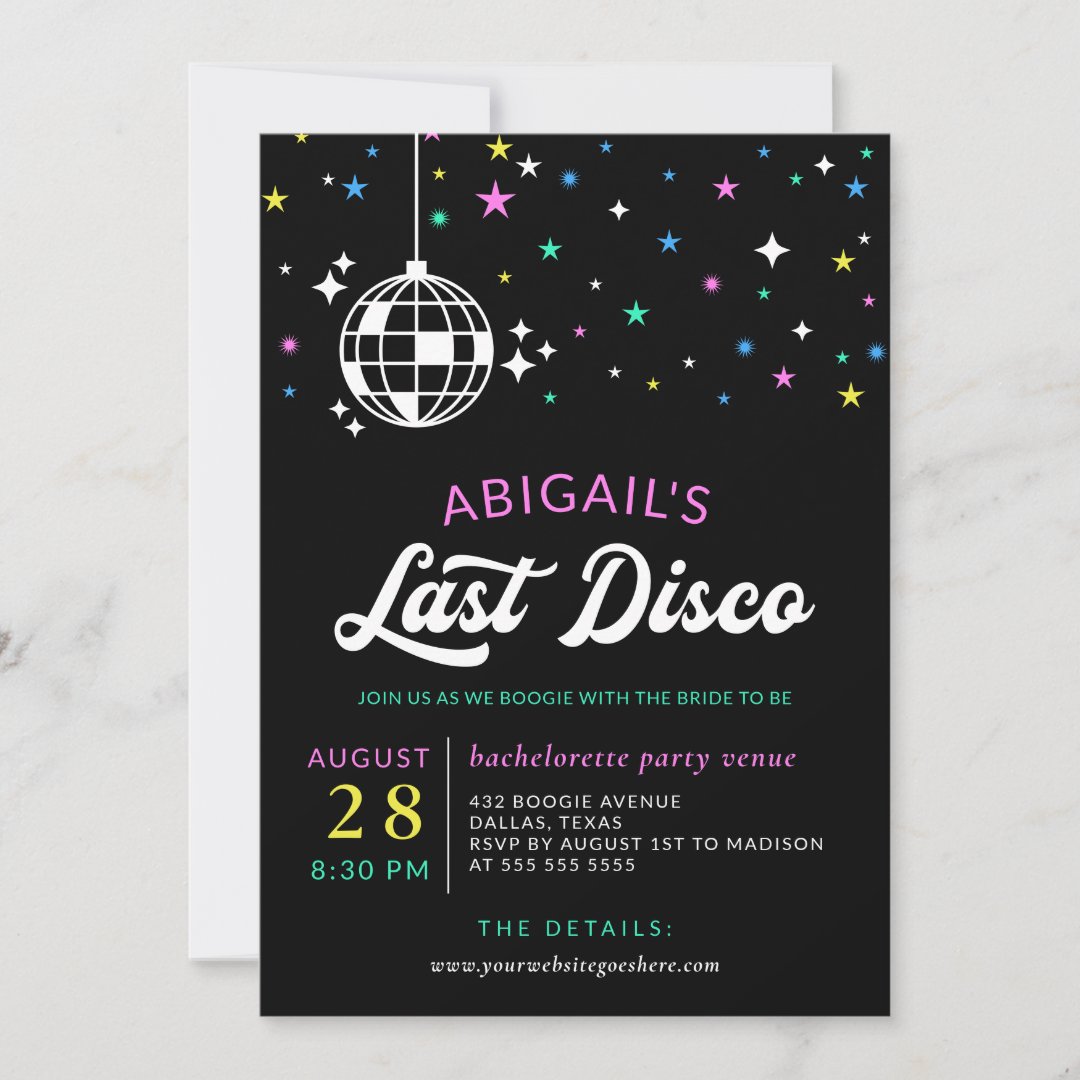 Disco Ball Stars Bachelorette Last Disco Invitation | Zazzle
