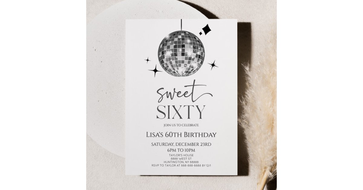 Disco Ball Sweet Sixty 60th Birthday Party Invitation | Zazzle