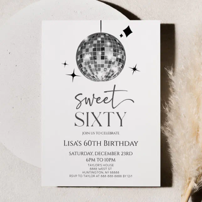 Disco Ball Sweet Sixty 60th Birthday Party Invitation | Zazzle
