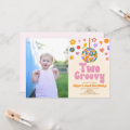 Disco Ball Two Groovy Picture 2nd Birthday Party Invitation | Zazzle