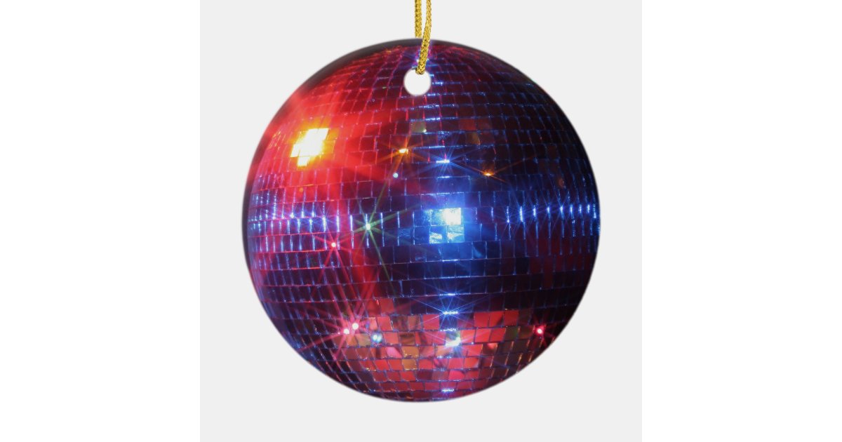 Disco ball with laser beams ceramic ornament | Zazzle