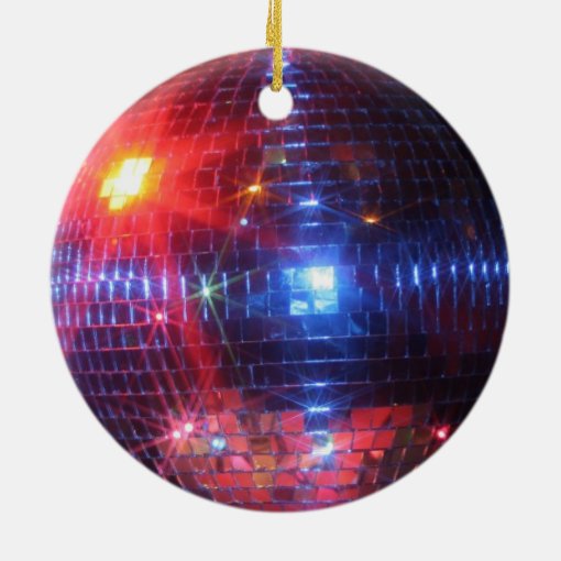 Disco ball with laser beams ceramic ornament | Zazzle