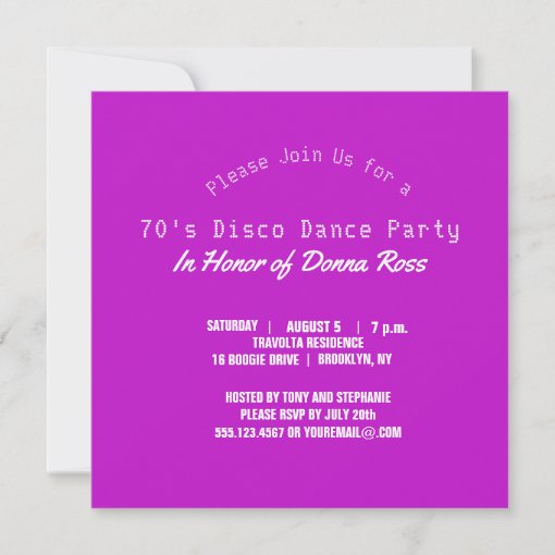 Disco Birthday Purple | Retro 70s Disco Party Invitation | Zazzle