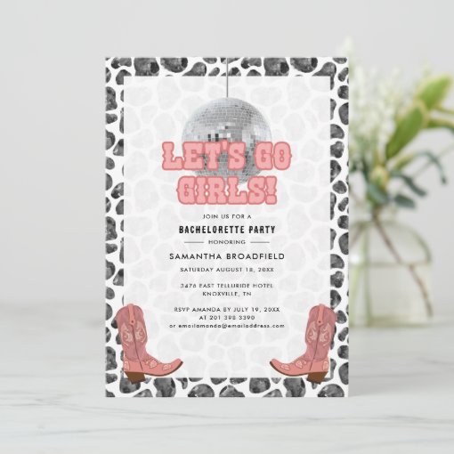 Disco Cowgirl Bachelorette Party Let’s Go Girls Invitation | Zazzle