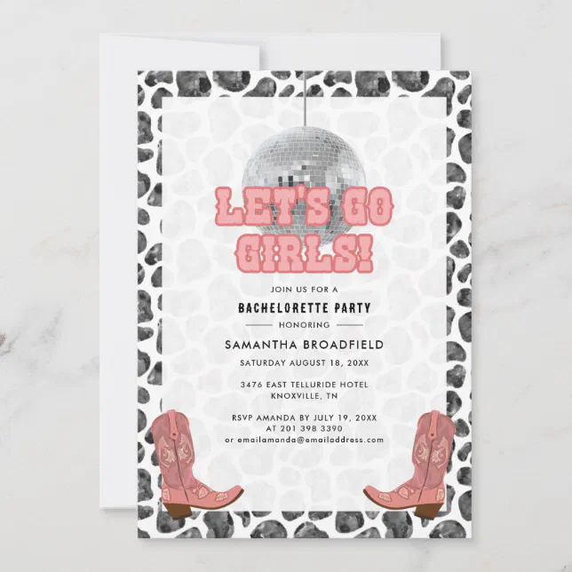 Disco Cowgirl Bachelorette Party Let’s Go Girls Invitation | Zazzle