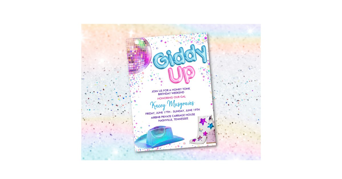 Disco Cowgirl Birthday Weekend Itinerary Invitation | Zazzle