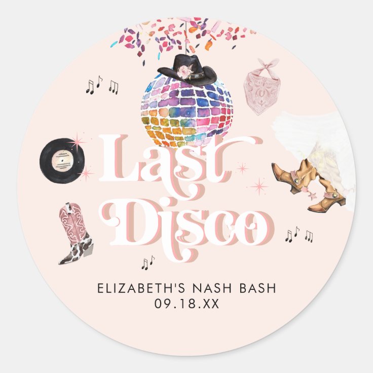 Disco Cowgirl Nashville Pink Rodeo | Bachelorette Classic Round Sticker ...