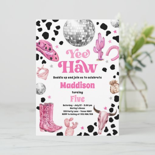 Disco Cowgirl Space Rodeo Country Girl Birthday Invitation | Zazzle