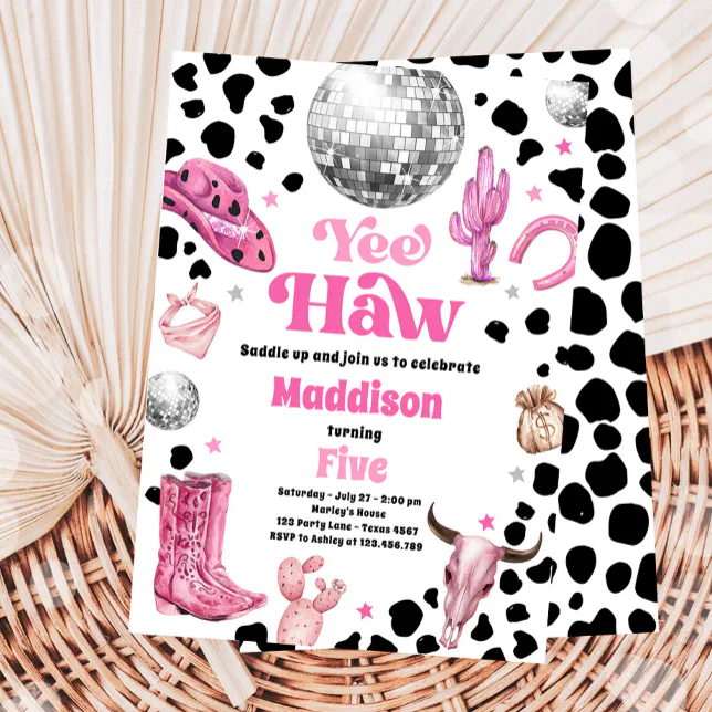 Disco Cowgirl Space Rodeo Country Girl Birthday Invitation | Zazzle