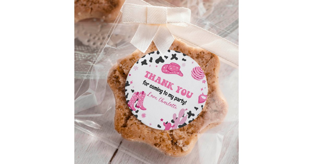 Disco Cowgirl Western Birthday Sticker Labels | Zazzle