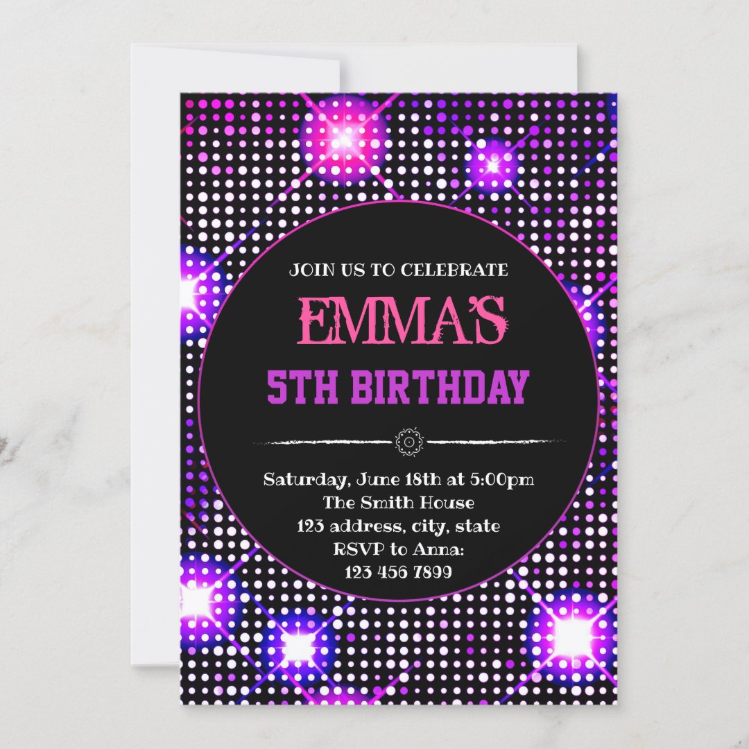 Disco dance party birthday invitation | Zazzle