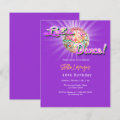 Disco dance party pink purple birthday invitation | Zazzle