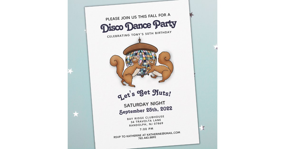 Disco Dance Squirrel Birthday Invitation | Zazzle