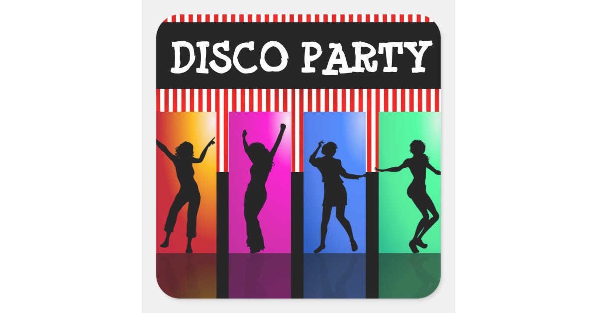 Disco Dancing 70s Themed Birthday Party Stickers | Zazzle