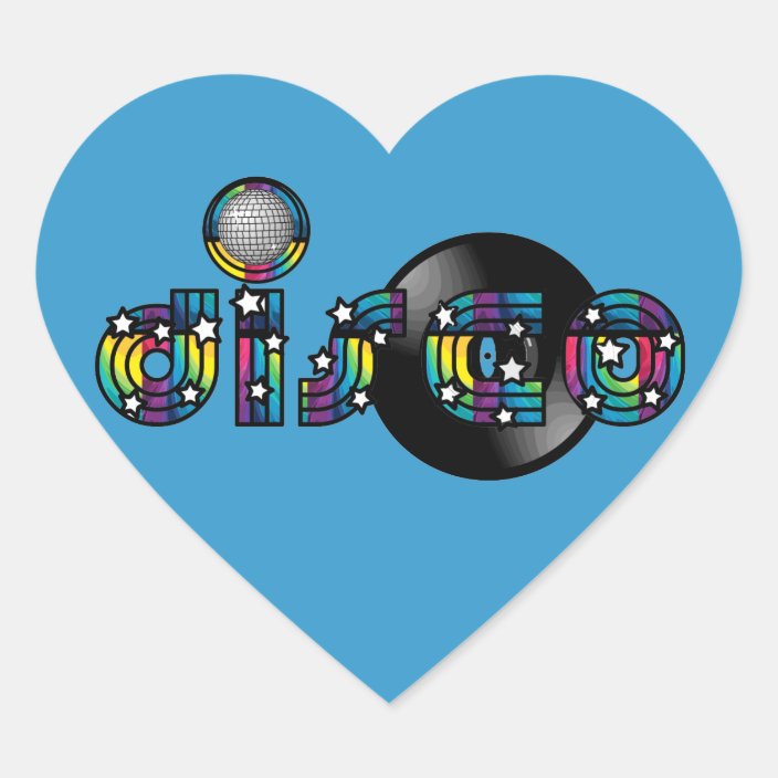 Disco Dancing Mirrored Ball and Vinyl Record Heart Sticker | Zazzle.com