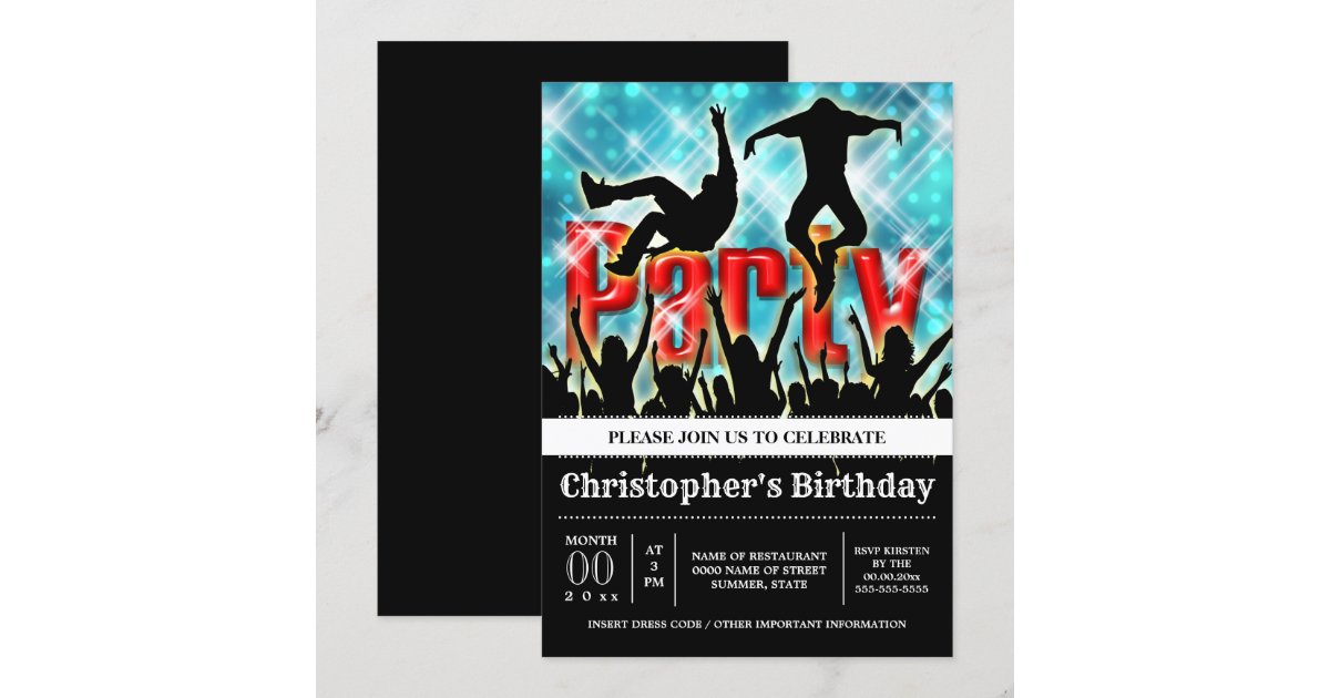 Disco dancing party night rave clubbing invitation | Zazzle