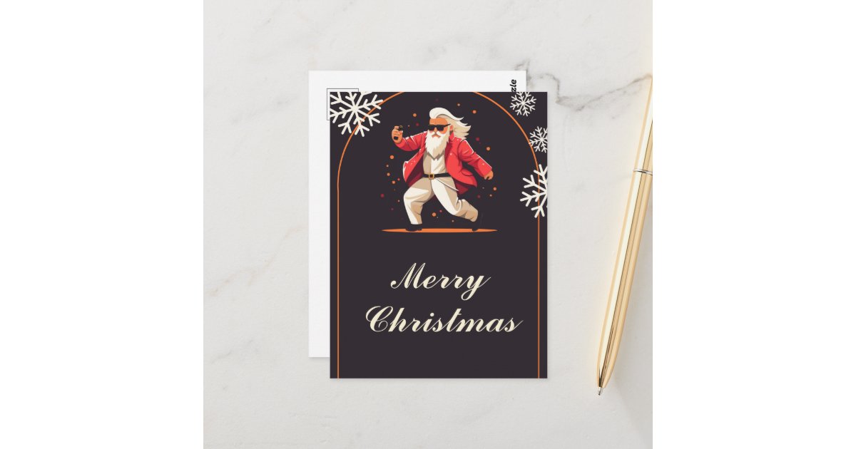 Disco Dancing Santa Claus Cartoon Postcard | Zazzle