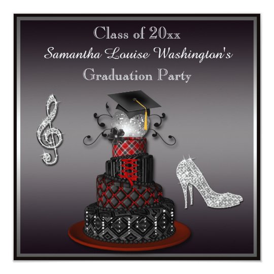 Disco Diva Cake, Silver Heels Graduation Party Invitation | Zazzle.com