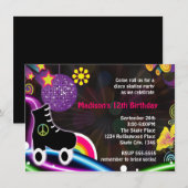 Disco Glow Roller Skating Skate Party Invitation | Zazzle