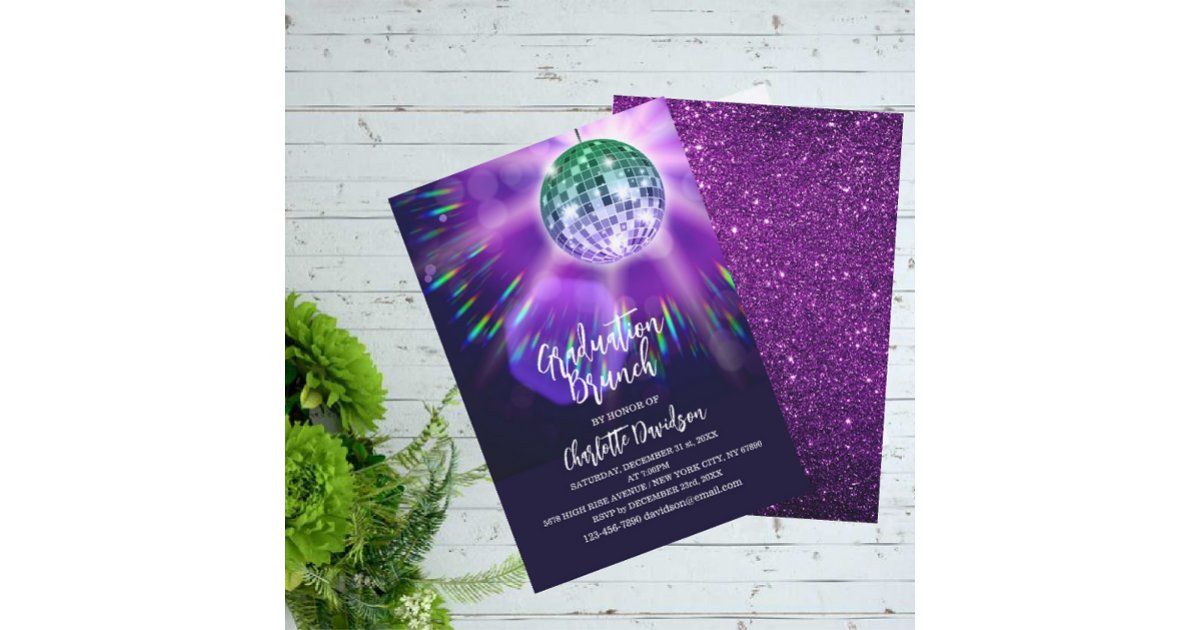Disco Party Graduation Brunch Invitation | Zazzle
