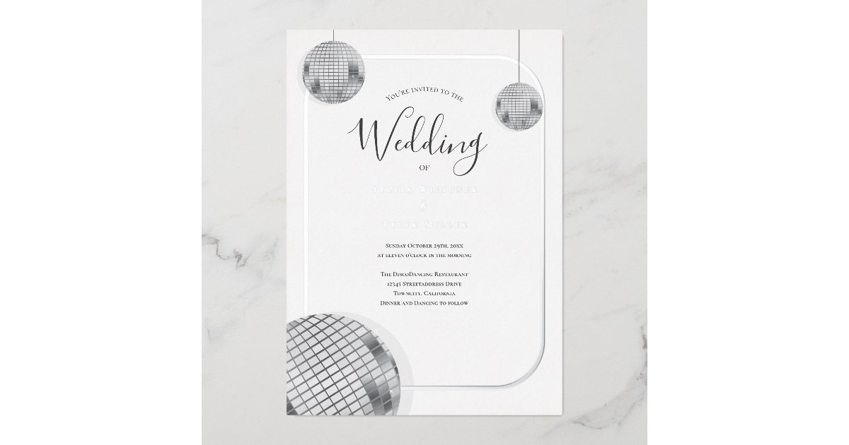 Disco Retro Wedding Foil Invitation | Zazzle