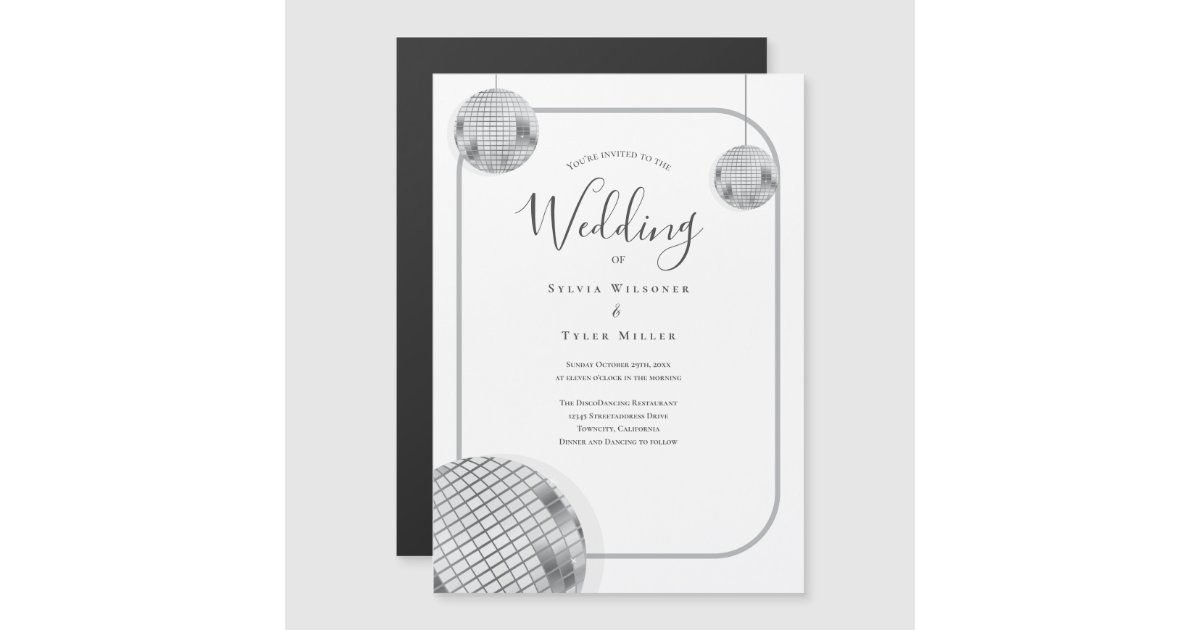 Disco Retro Wedding Magnetic Invitation | Zazzle