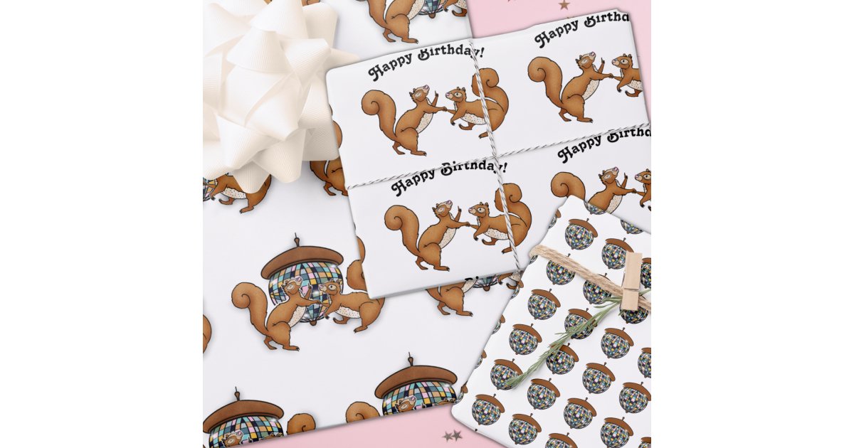 Disco Squirrels Birthday Wrapping Paper Sheets | Zazzle
