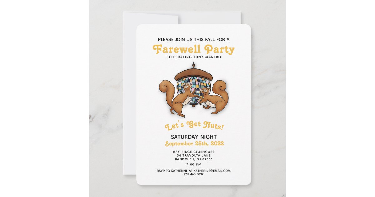 Disco Squirrels Farewell Party Invitation | Zazzle