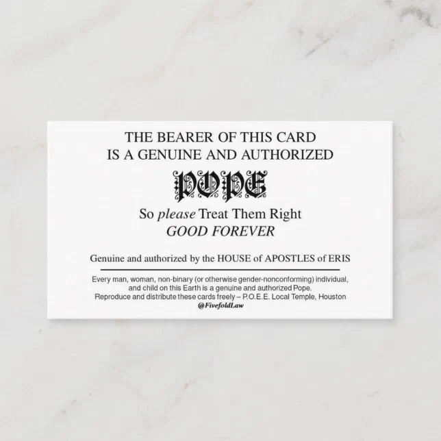 Discordian Pope Cards | Zazzle
