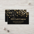 Discount Coupon Card Bright Black Gold Confetti | Zazzle