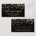 Discount Coupon Card Bright Black Gold Confetti | Zazzle