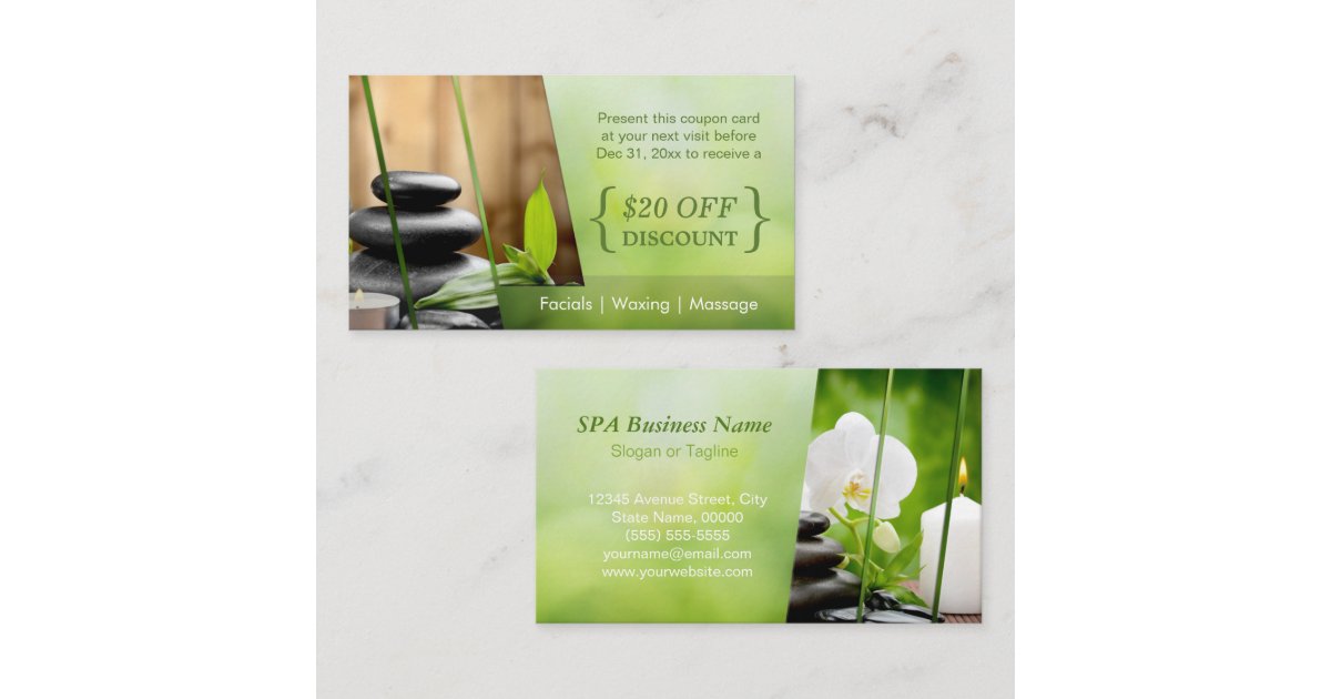 Discount Coupon Card SPA Still Life Massage Salon | Zazzle