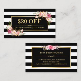 Discount Coupon Classy Gold Floral Beauty Salon | Zazzle