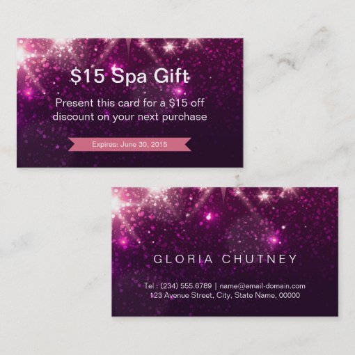 Discount Coupon Loyalty Card Pink Glitter Sparkles | Zazzle