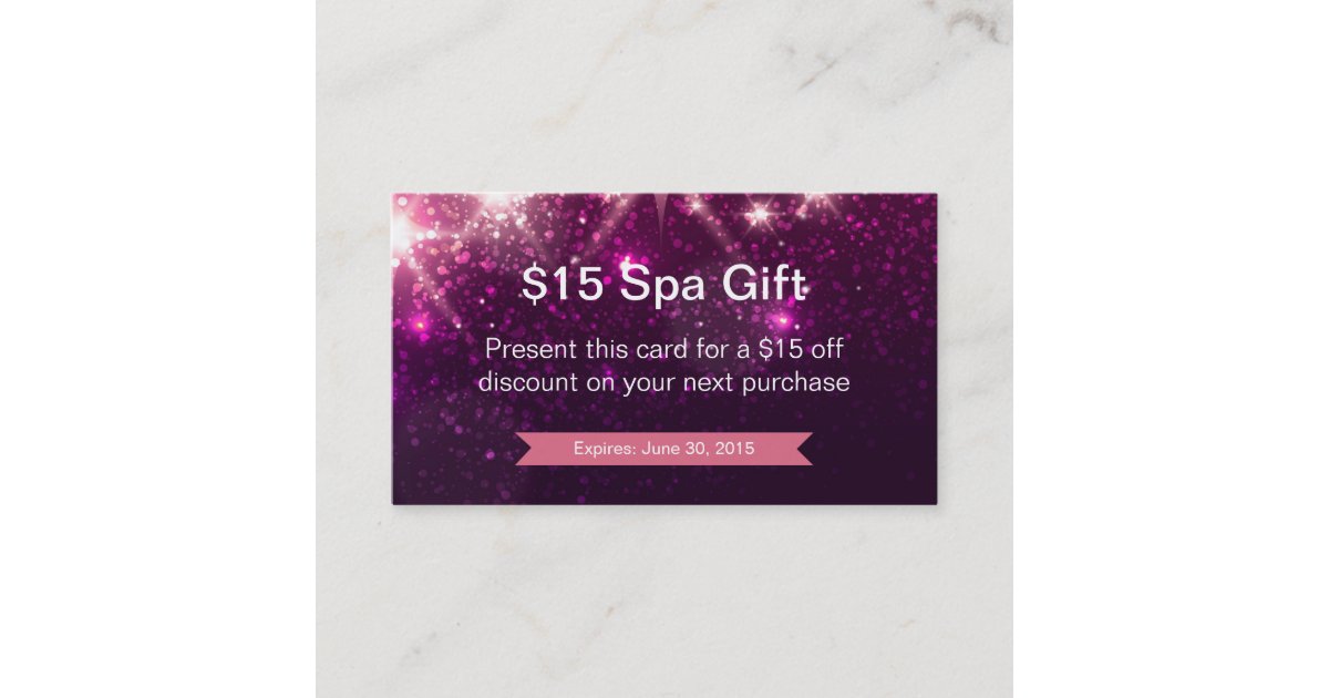 Discount Coupon Loyalty Card Pink Glitter Sparkles | Zazzle