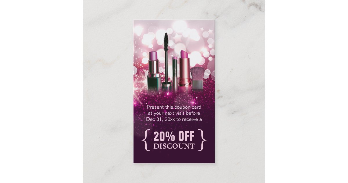 Discount Coupon Makeup Artist Pink Beauty Glitter | Zazzle