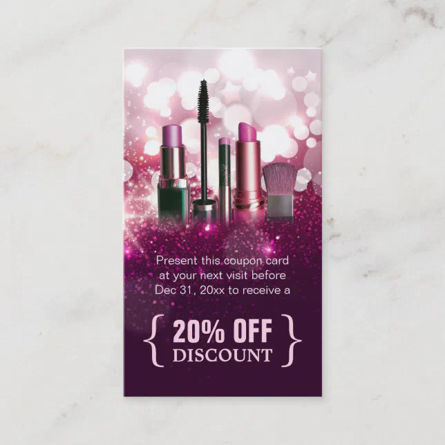 Discount Coupon Makeup Artist Pink Beauty Glitter | Zazzle