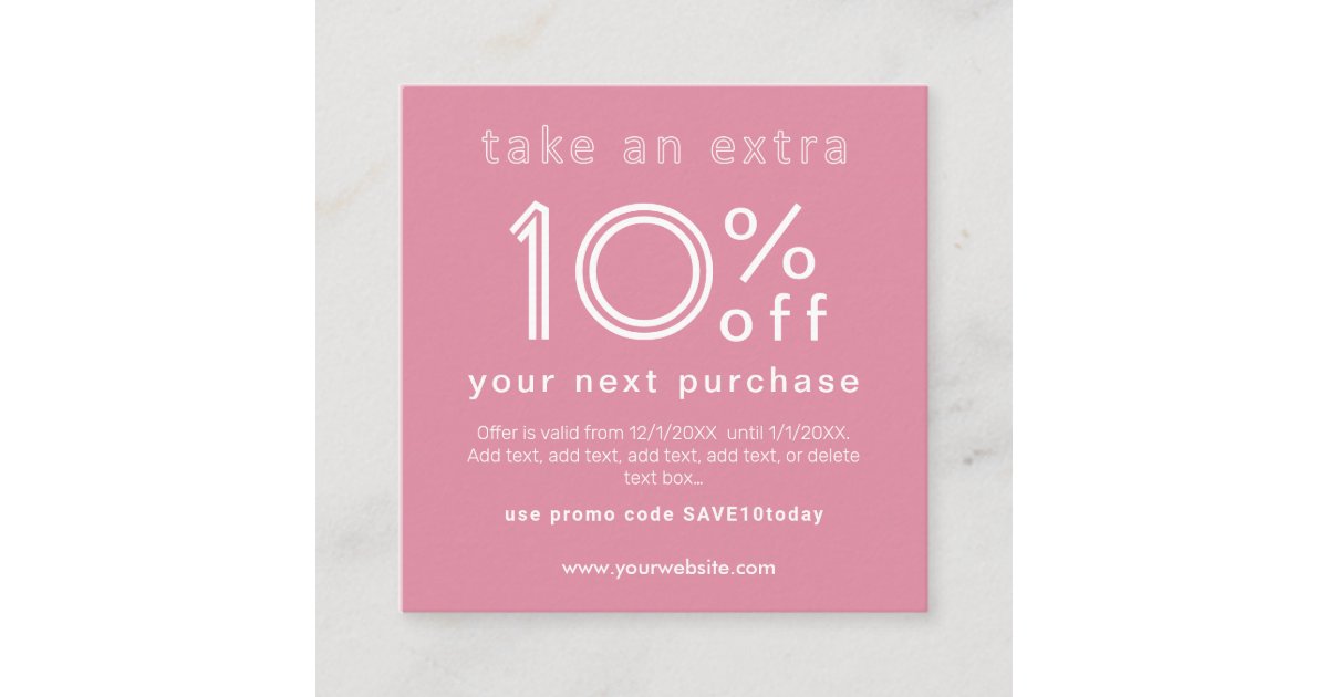 Discount on next purchase business card | Zazzle