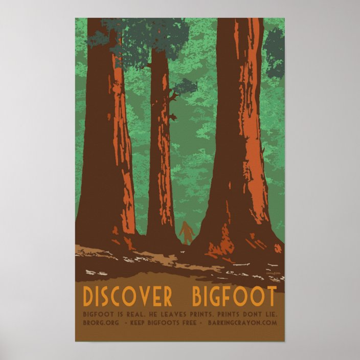 Discover Bigfoot in Redwood Forrest Poster | Zazzle.com