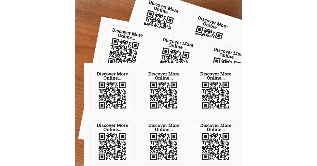 Discover More Online QR Code Design Large Square Sticker | Zazzle
