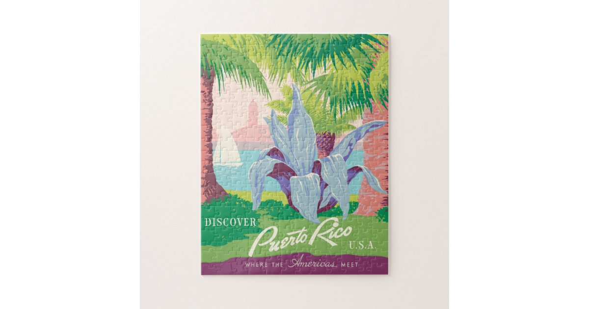 Discover Puerto Rico, Vintage Poster Jigsaw Puzzle | Zazzle