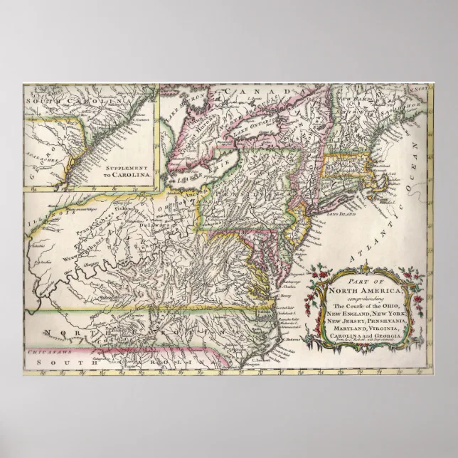 Discovering The Eastern United States Map (1759) Poster | Zazzle