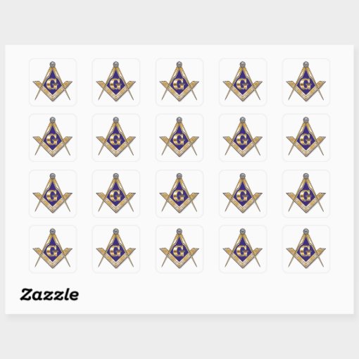 Discreet Blue Square & Compasses Square Sticker | Zazzle