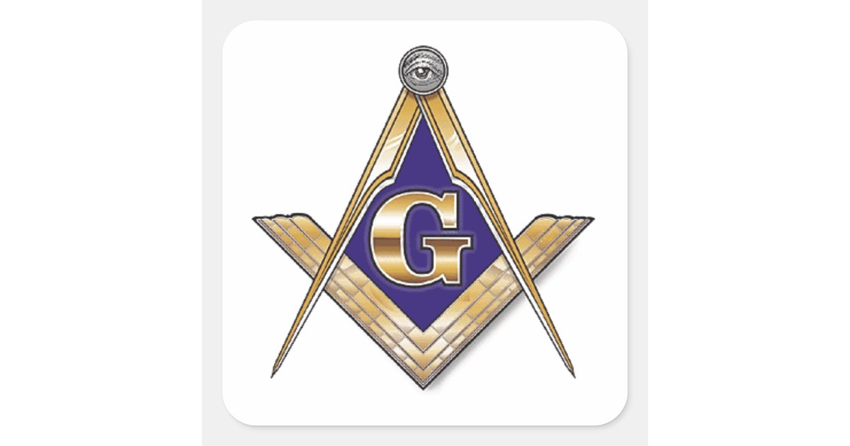 Discreet Blue Square & Compasses Square Sticker | Zazzle