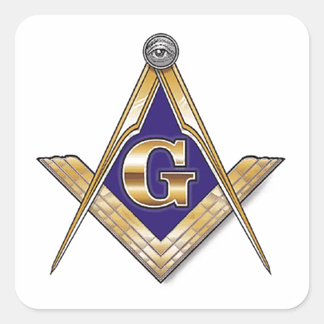 Discreet Blue Square & Compasses Square Sticker | Zazzle