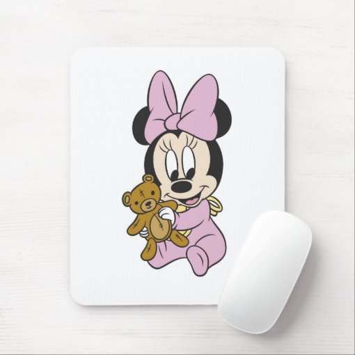 Disney Baby Minnie Mouse With Teddy Bear Mouse Pad | Zazzle
