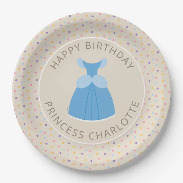 Disney Cinderella Dress | Girl's Birthday Paper Plates | Zazzle